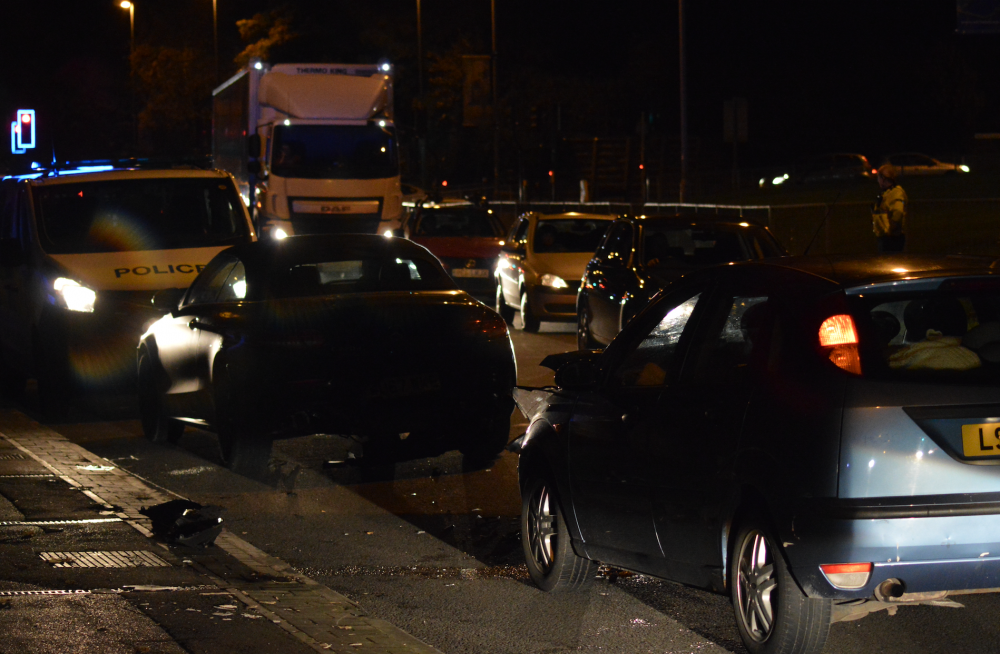 Two car road traffic collision partially blocks road for second time today