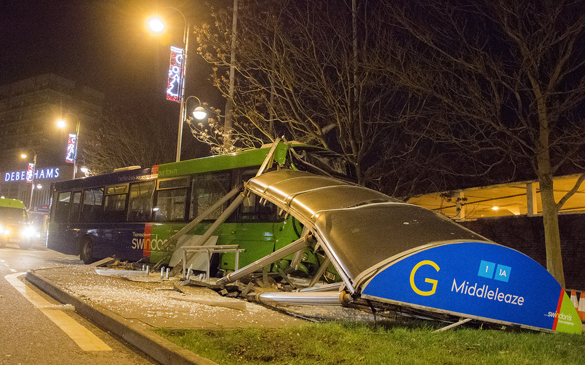 GALLERY: Swindon town centre bus shelter demolished in dramatic evening ...