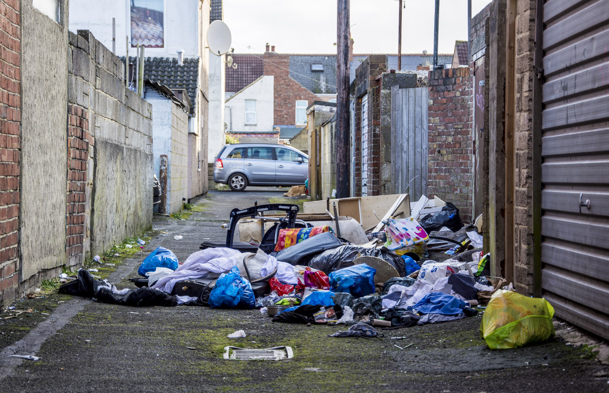 Swindon town centre alleyways impassable due to immense fly-tipping problem