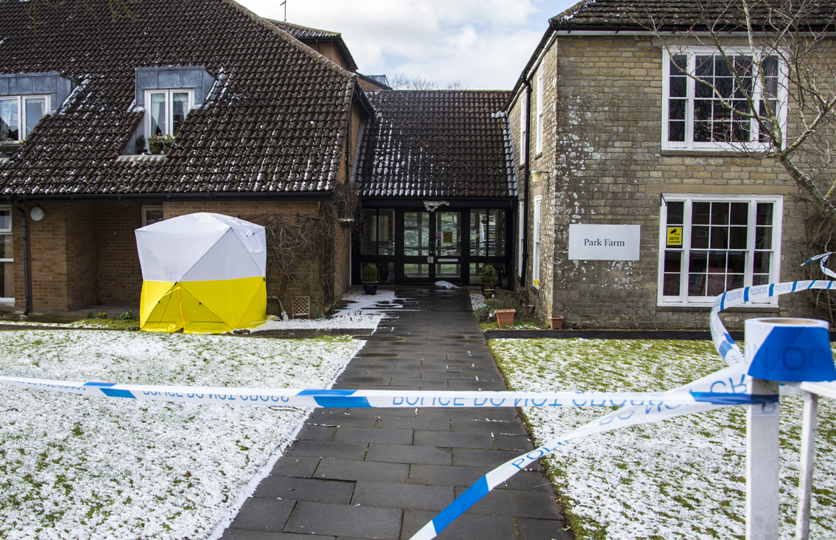 Snow falls at crime scene as police continue to investigate body discovery