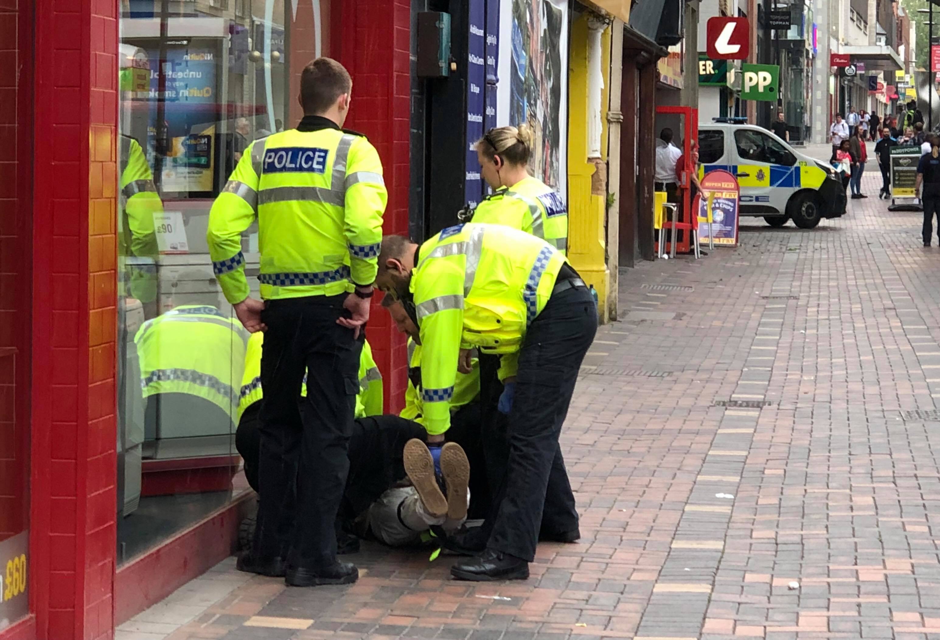 Assault suspect restrained on floor as he's arrested in Swindon town ...
