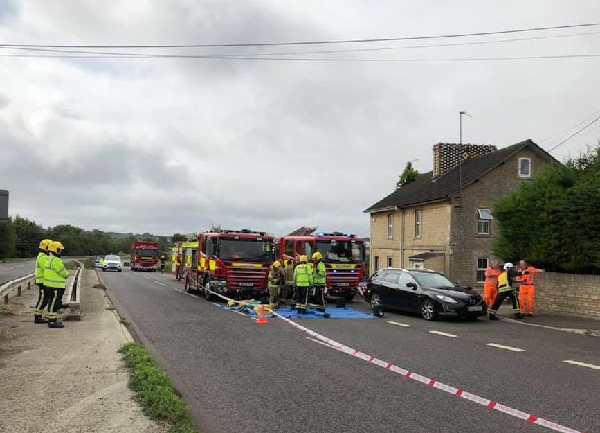 Container of unknown liquid forces closure of A350 in Chippenham