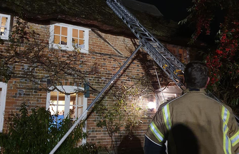 Seven fire crews from across Wiltshire sent to thatched cottage blaze