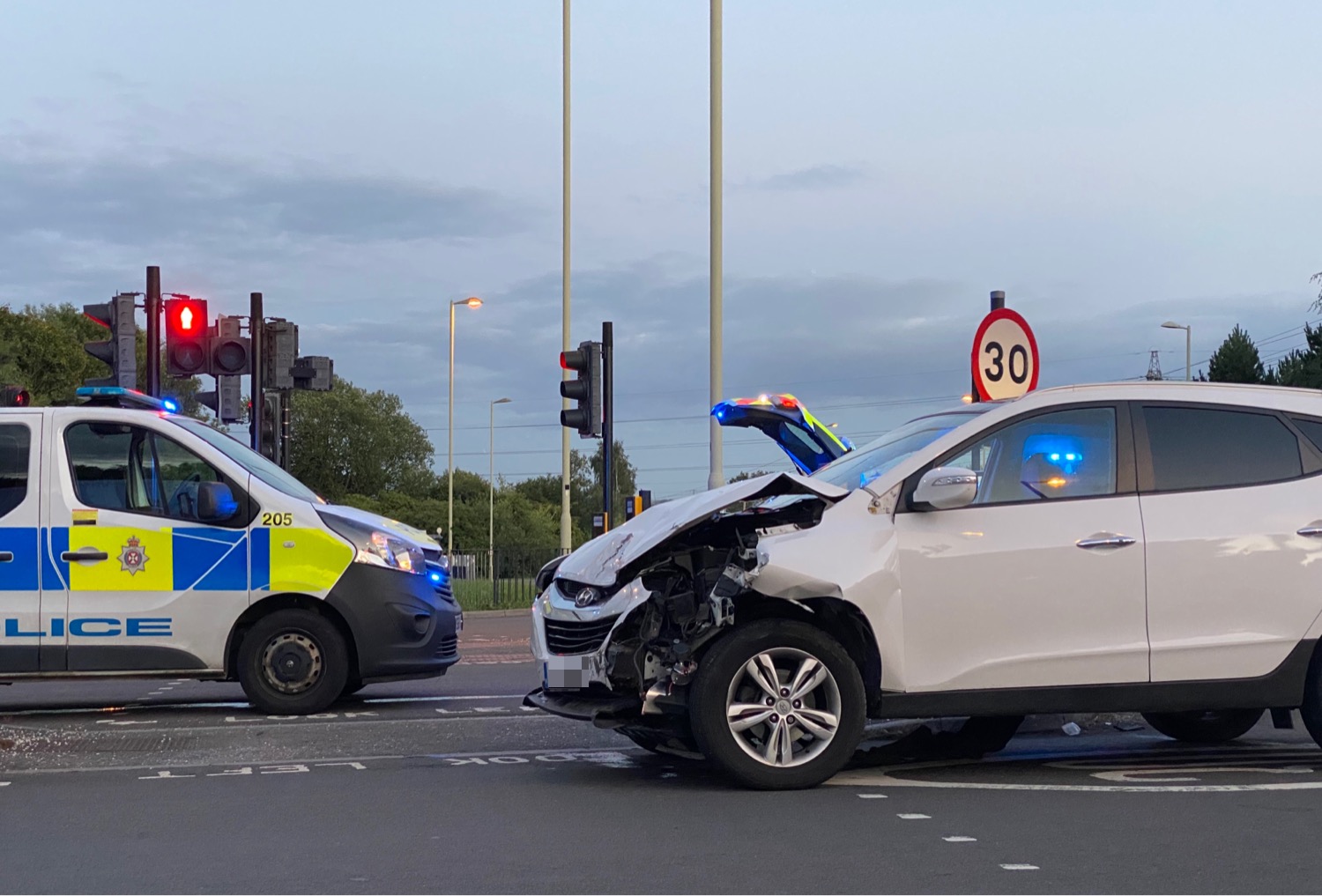 Thamesdown Drive In Swindon Partially Blocked Following Two Car Crash