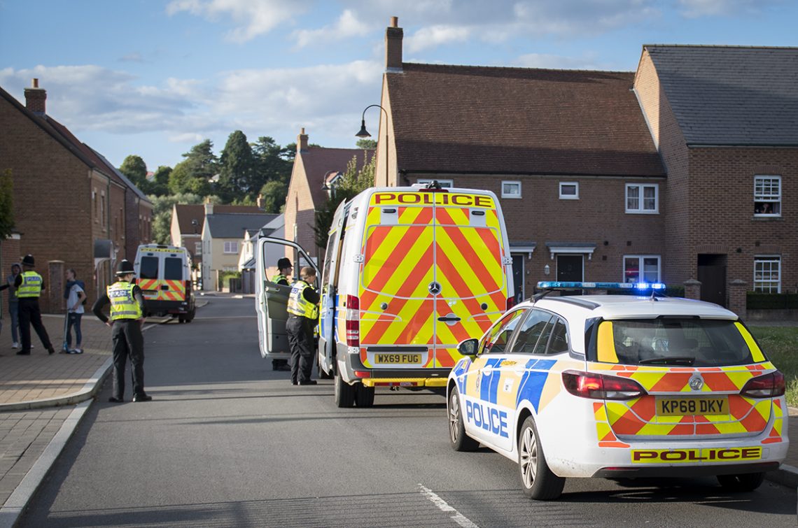 Riot vans respond to reports of mass disorder breaking out in Swindon