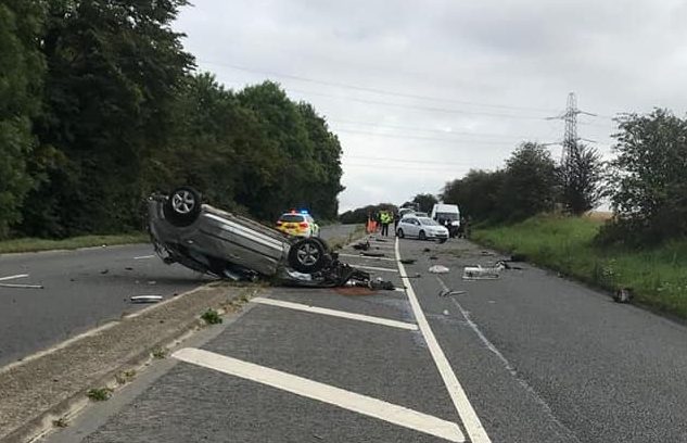 Road closed in both directions as car overturns in crash on A361 in Devizes