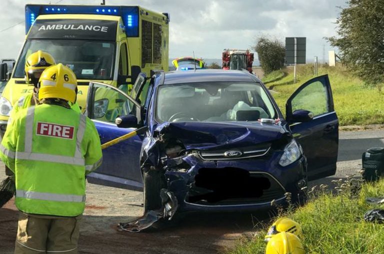 Main road blocked after crash on Bishops Cannings crossroads near Devizes