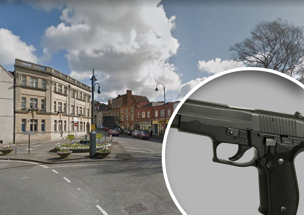 Man seen waving gun around before pointing it at woman in Trowbridge