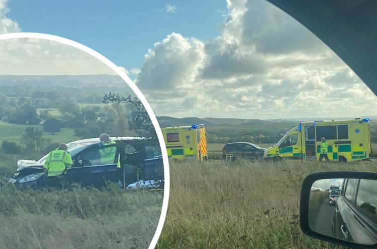 Main road blocked after crash on Bishops Cannings crossroads near Devizes
