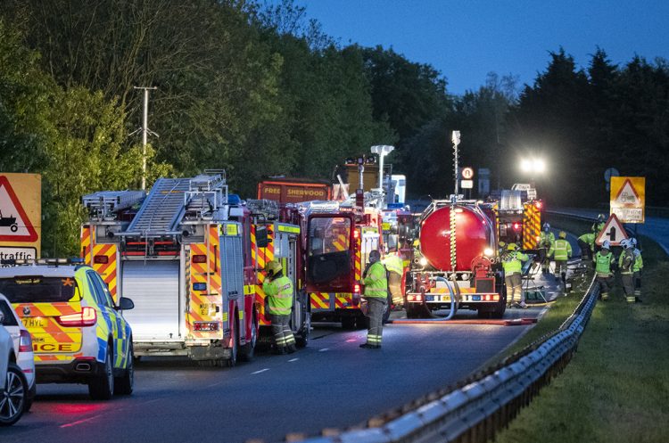 A350 closed in both directions near Chippenham after lorry fire