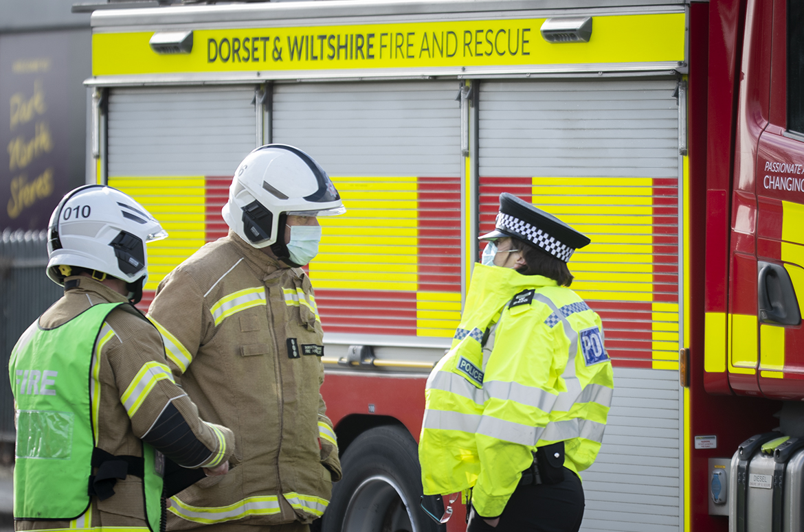Swindon town centre road closed with five fire engines in attandance