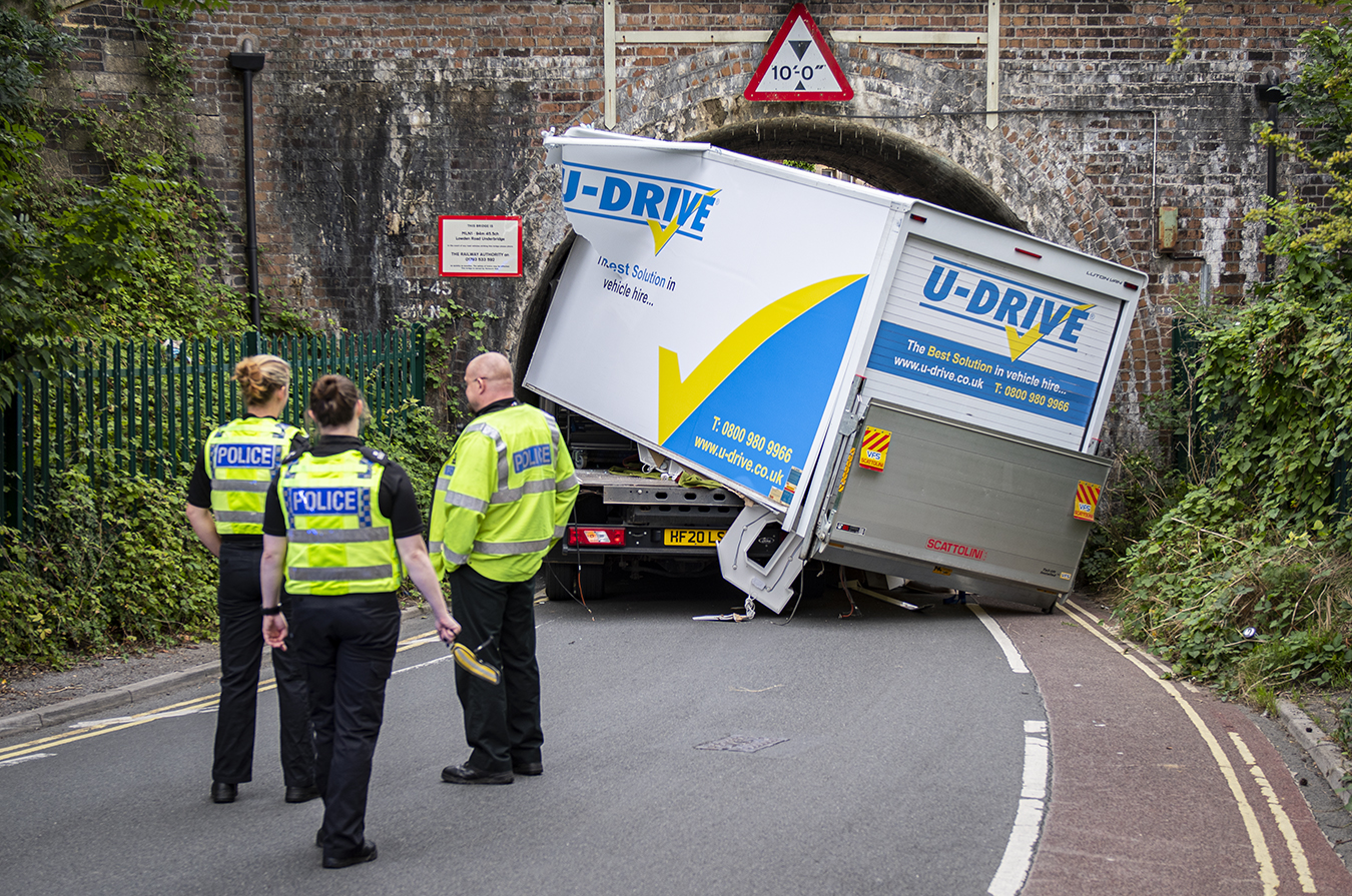 Chippenham railway bridge strike: Lorry severely damaged in crash