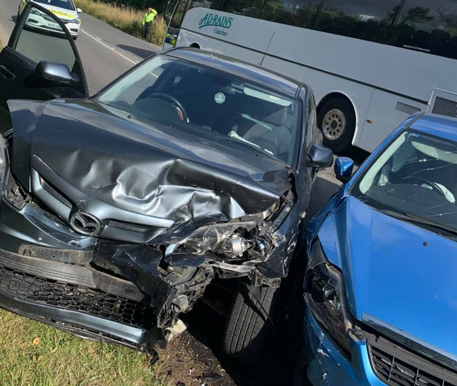 A3102 partially blocked as emergency services deal with two-car crash