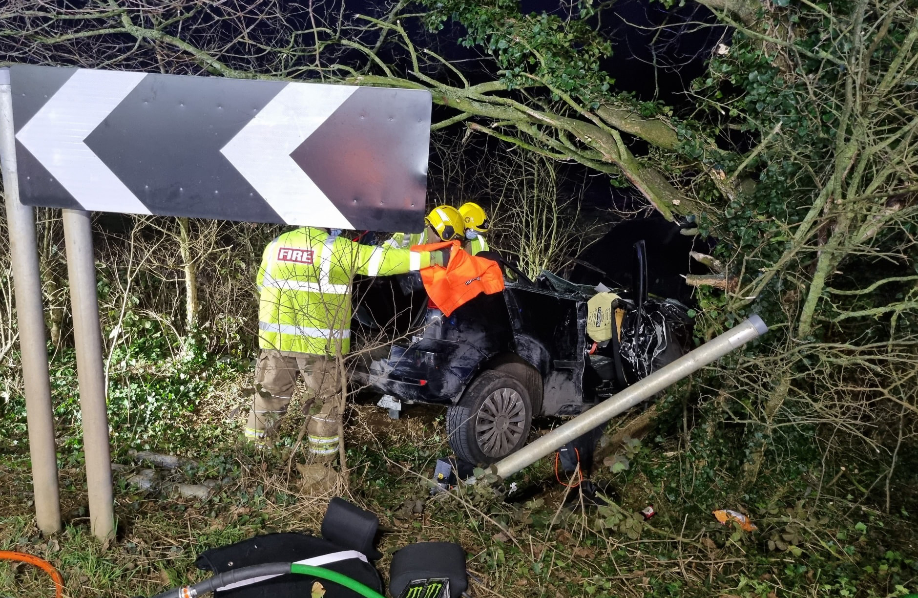 Firefighters cut casualty free from wrecked car after Wiltshire ...