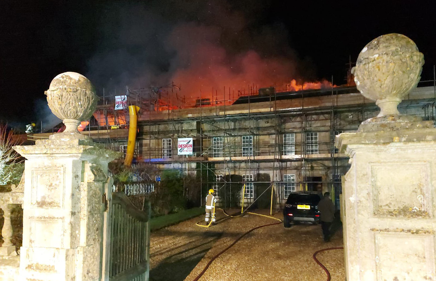 A3102 remains closed as firefighters from four counties tackle manor ...