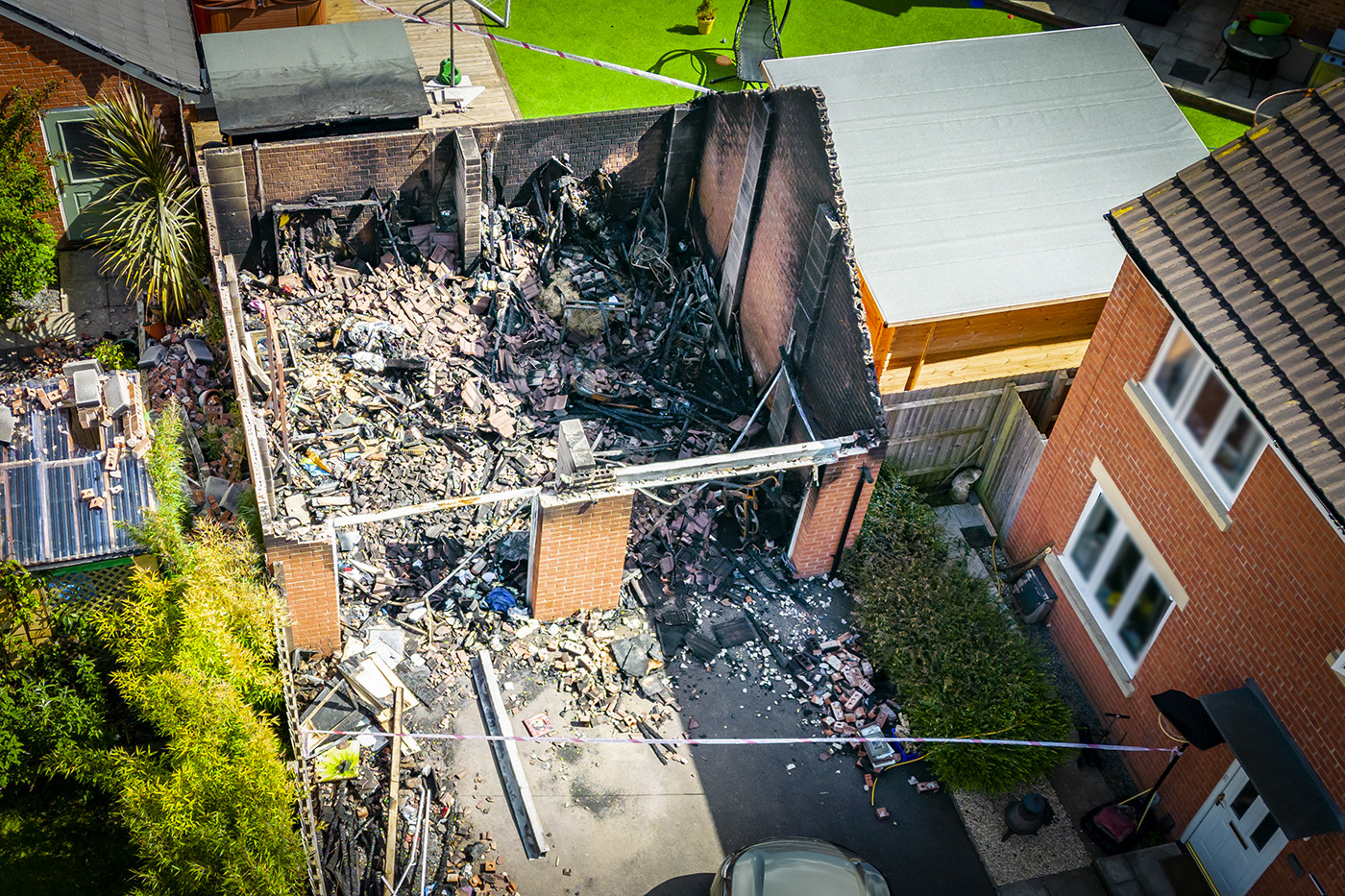 Drone photographs show aftermath of major garage blaze in Trowbridge