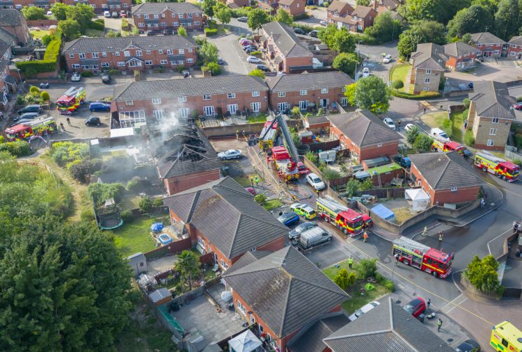 Drone photographs show scale of blaze that destroyed four houses in Swindon