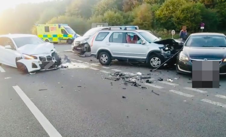 A303 junction partially blocked as emergency crews attend four-vehicle ...