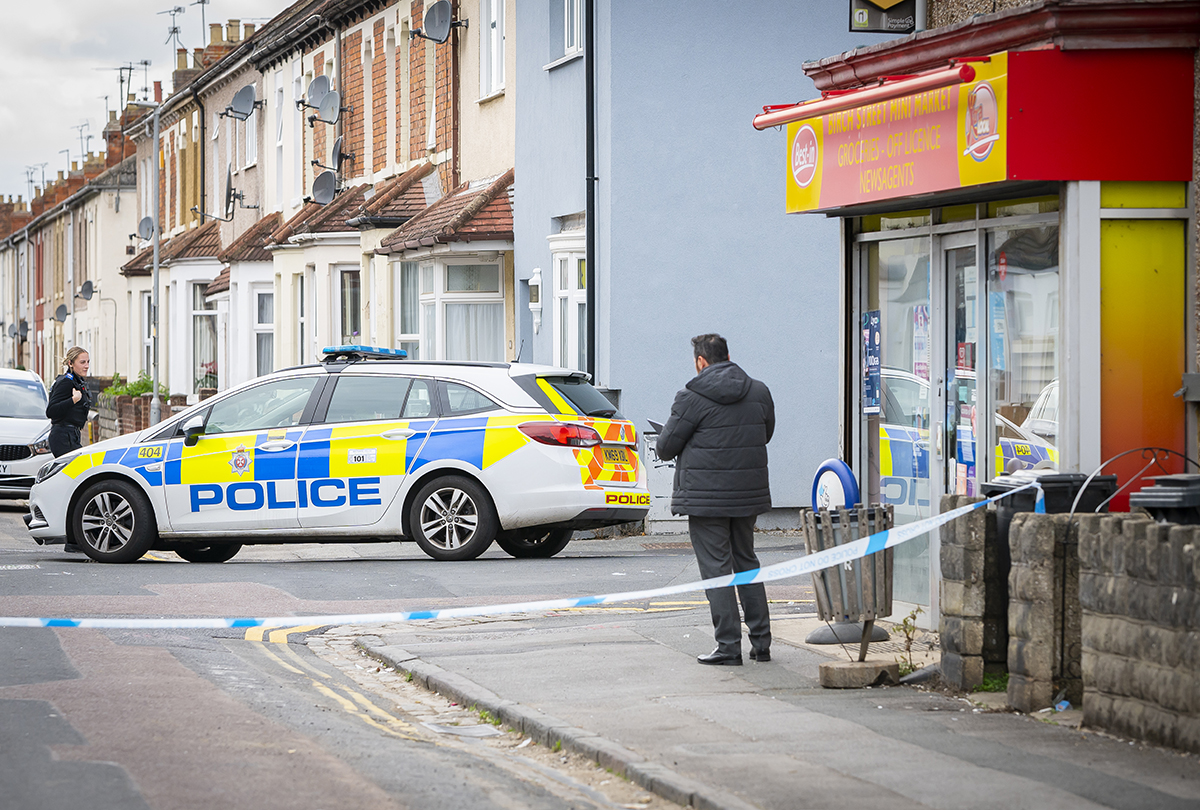 Crime scene after teenager, 18, seriously assaulted outside shop in Swindon