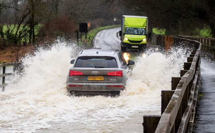 Fire service warns motorists to avoid 'fast-flowing and deep' flood water