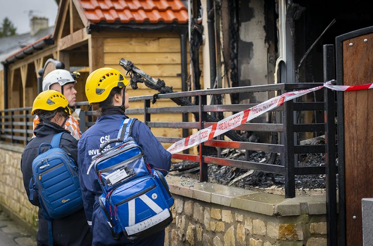 Forensics arrive at fire-struck Chippenham home as police launch probe