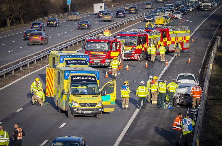 Wiltshire Air Ambulance lands on M4 after man seriously injured in crash