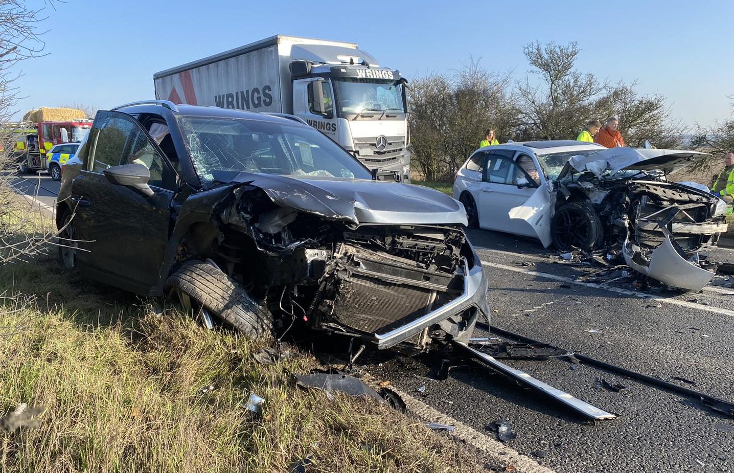 A303 blocked both ways as emergency services rush to two-vehicle smash