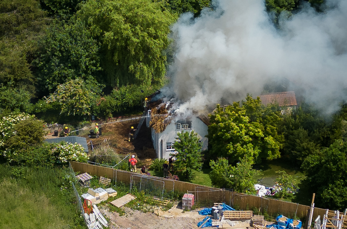 70 firefighters tackle Urchfont thatched cottage blaze