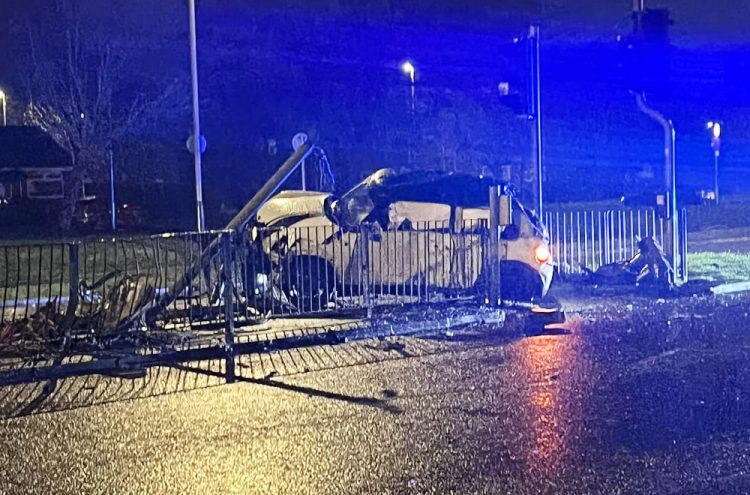 Car Demolishes Traffic Light After Aquaplaning On Swindon Route