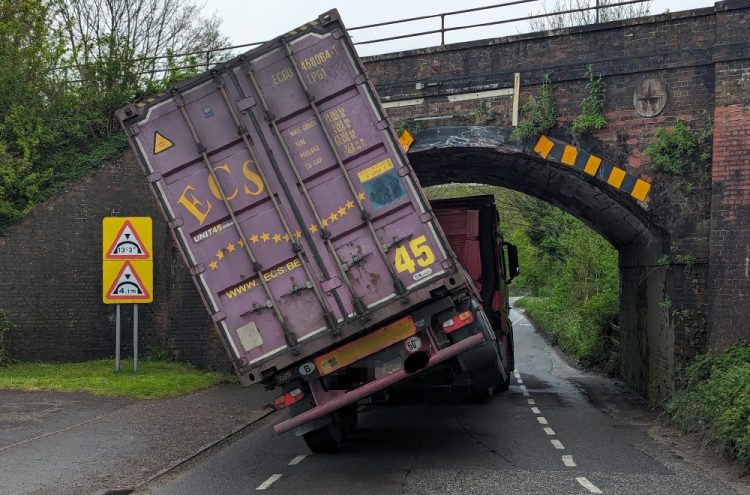Chaos as lorry collides with bridge on busy A-road in Wiltshire