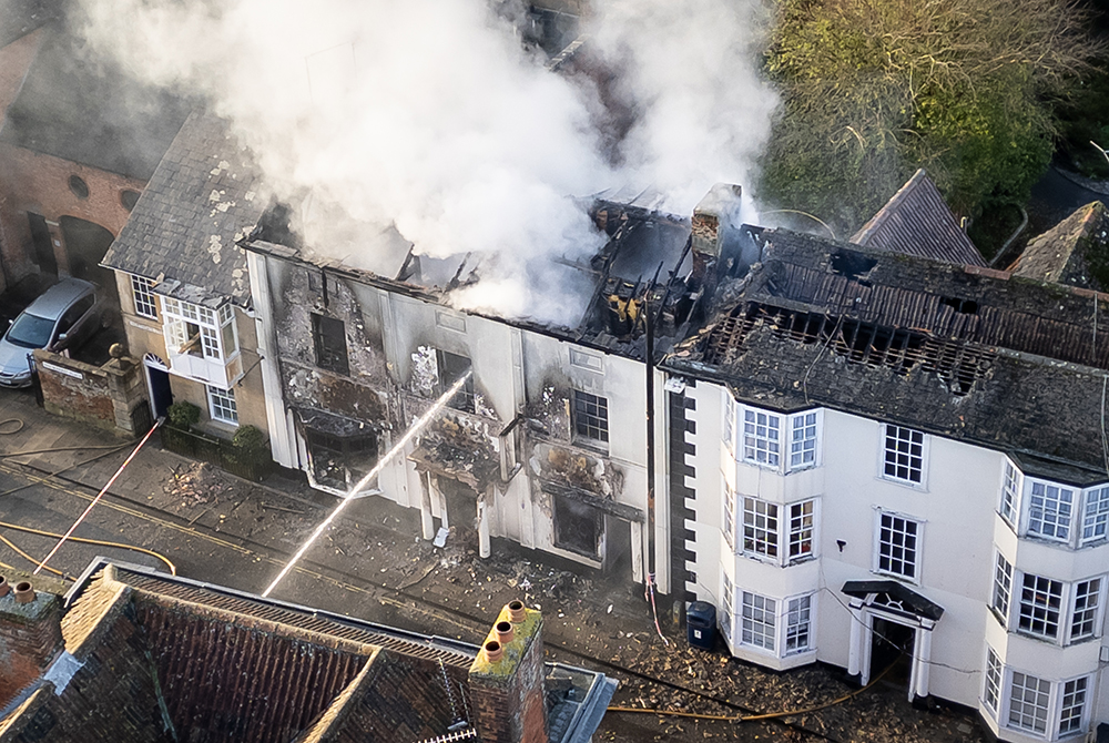 Drone photos capture scale of huge fire in Devizes town centre