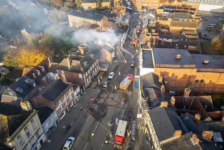 Drone photos capture scale of huge fire in Devizes town centre