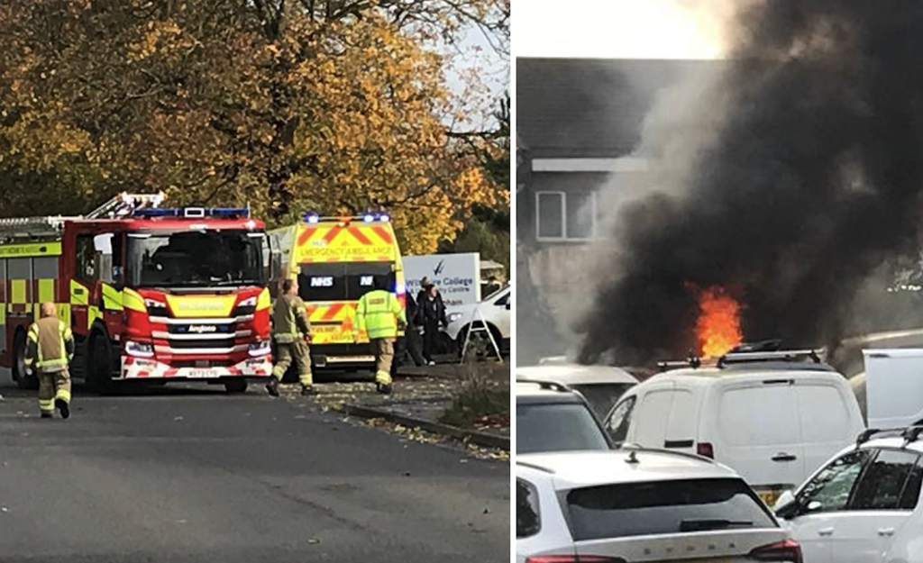 Man treated by paramedics after vehicles catch fire in Chippenham