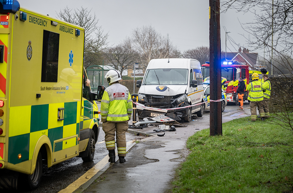 'Collision reduction' firm van crashes into road signs in Chippenham