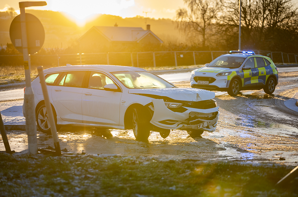 Police closed Chippenham road after seven vehicles crash in snow