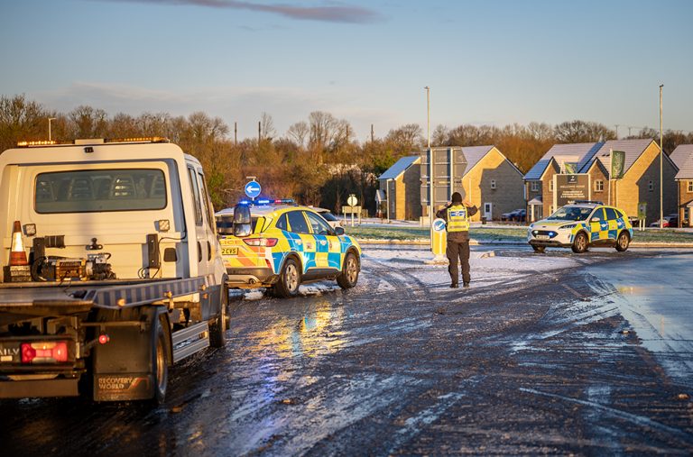 Police closed Chippenham road after seven vehicles crash in snow