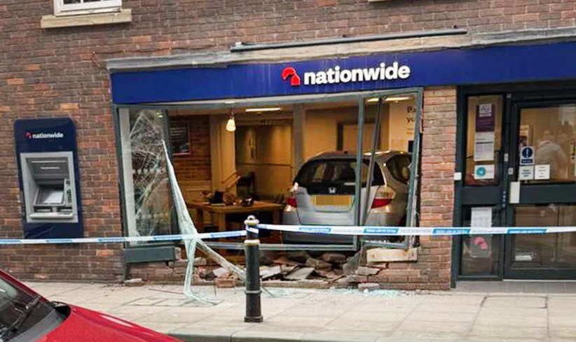 Car ploughs through front of Nationwide bank in Trowbridge