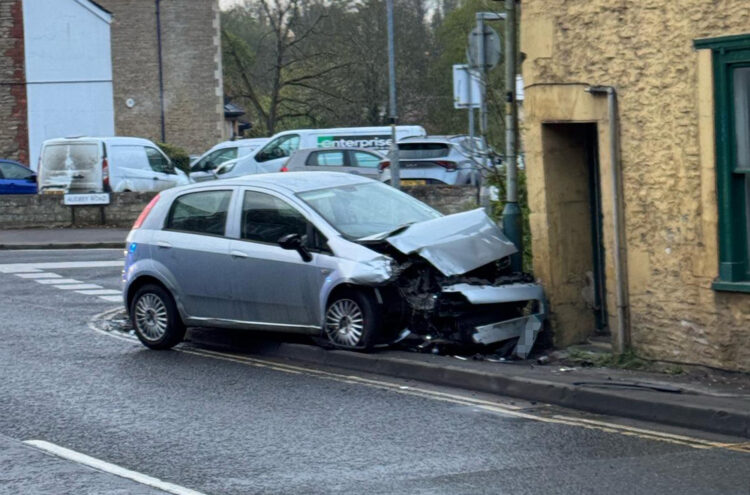 Chippenham junction partially blocked after early morning car crash