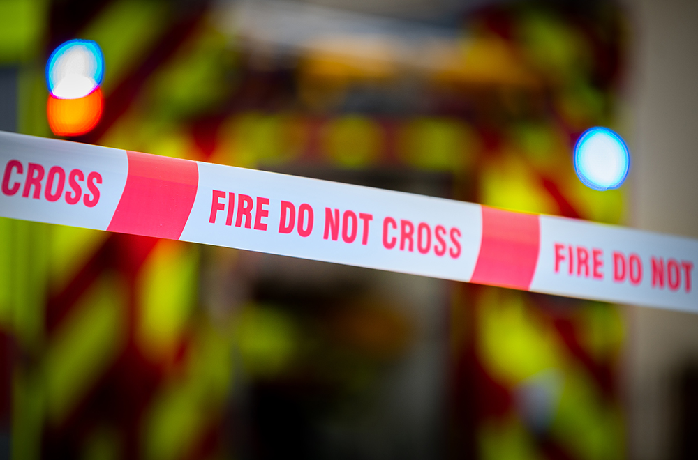 B3098 cordon after van carrying gas canisters catches fire