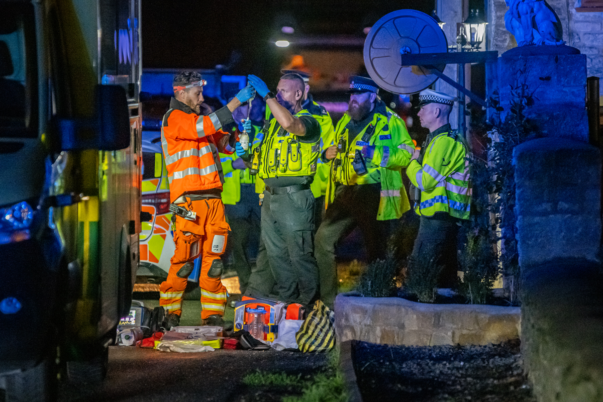 Biker rushed to hospital after crashing into fire service Land Rover