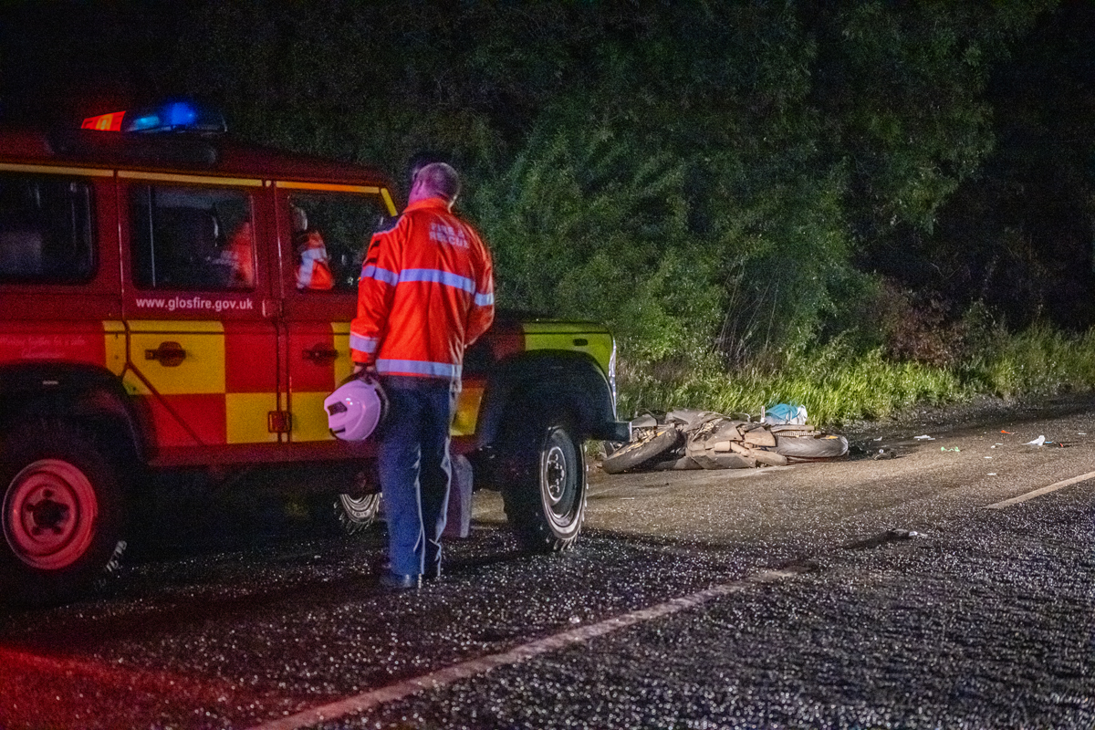 Biker rushed to hospital after crashing into fire service Land Rover