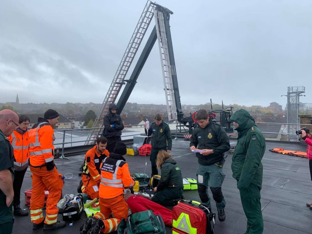 Multi-agency emergency training exercise at Swindon fire station