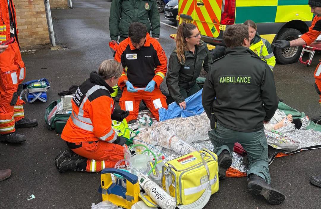 Multi-agency emergency training exercise at Swindon fire station