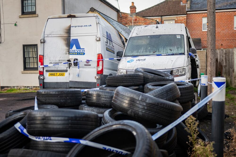 Van destroyed in Swindon town centre blaze as police launch probe