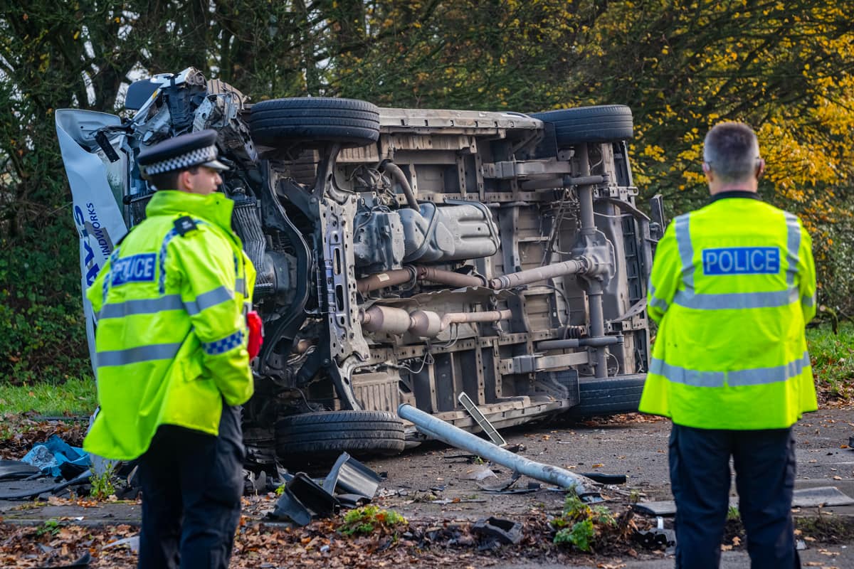 Van overturns in dramatic two-vehicle crash on A420 junction