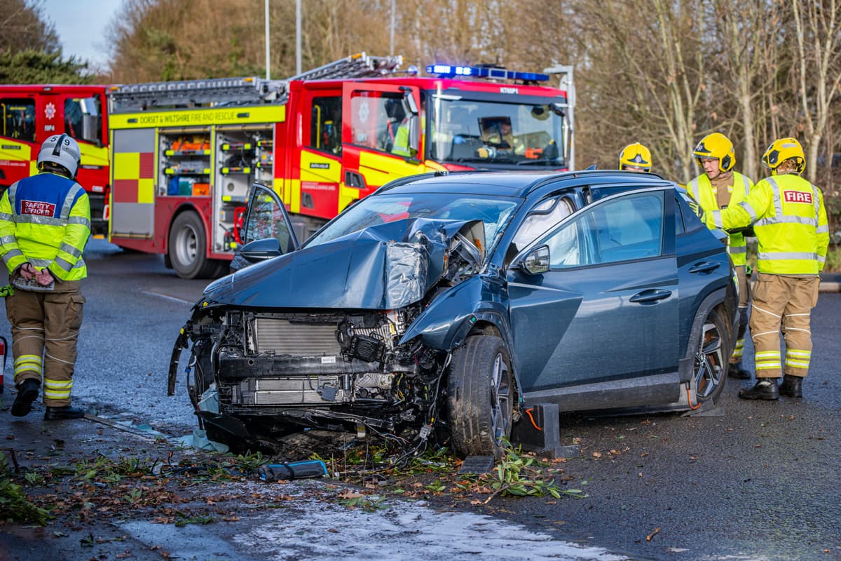 Driver in hospital after smashing into Chippenham retail park sign