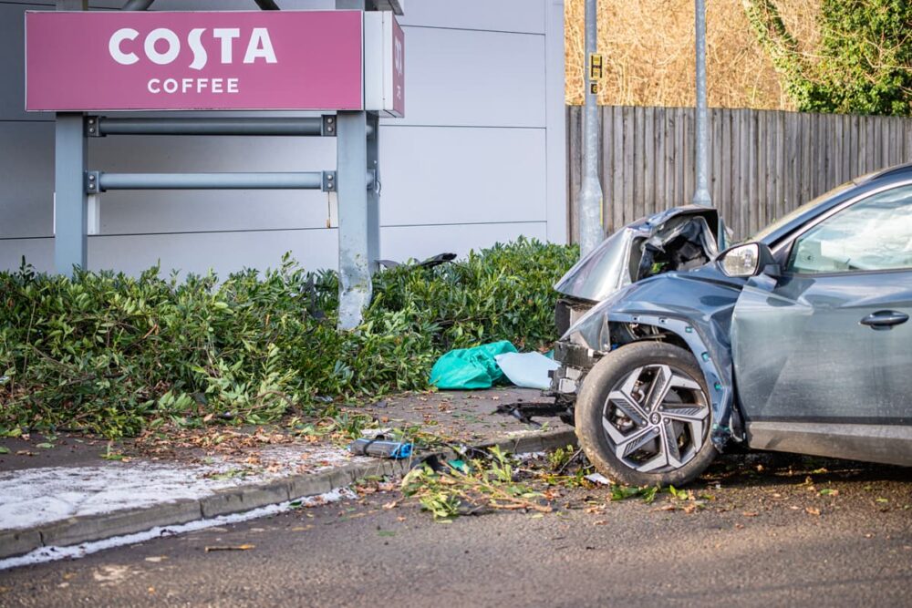 Driver in hospital after smashing into Chippenham retail park sign