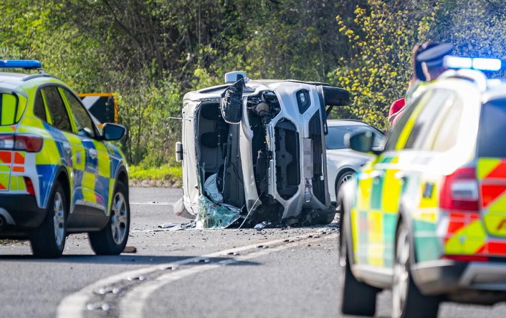 Air ambulance deployed after van overturns in serious A420 crash