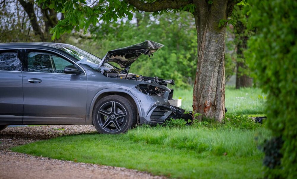 Car slams head-on into tree on private drive near Chippenham
